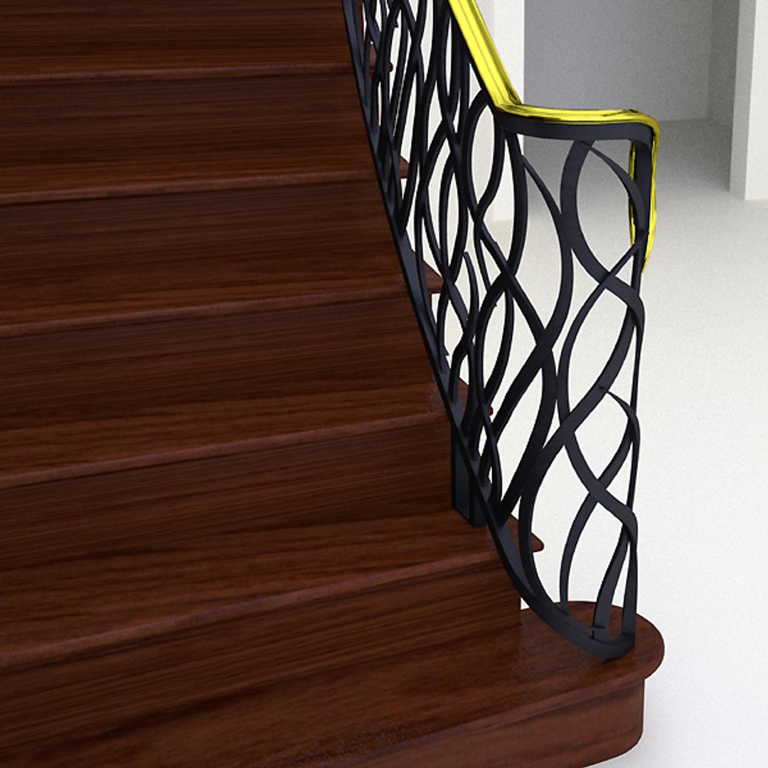 stairs wrought iron railing 3d dxf