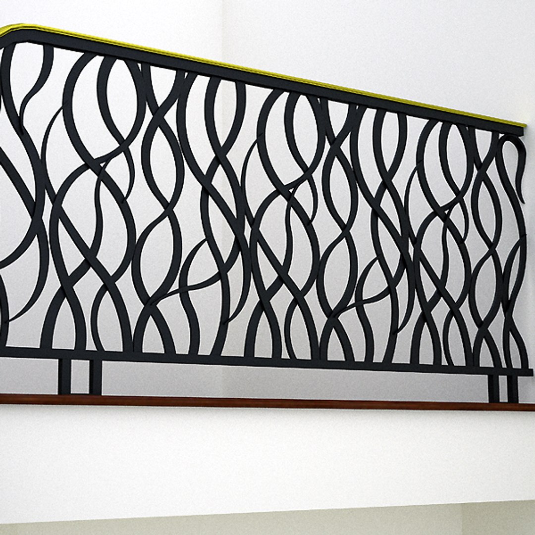 stairs wrought iron railing 3d dxf