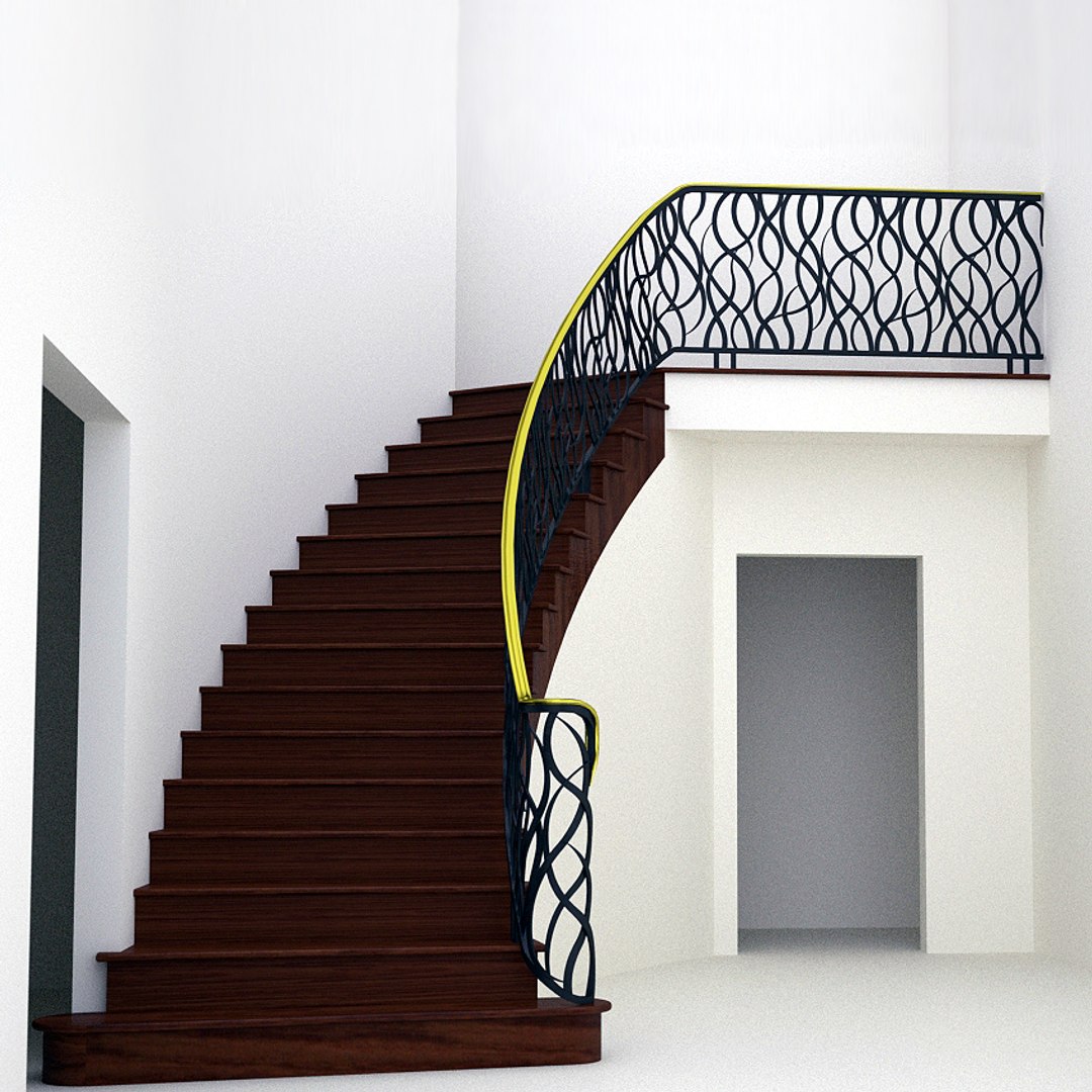 stairs wrought iron railing 3d dxf