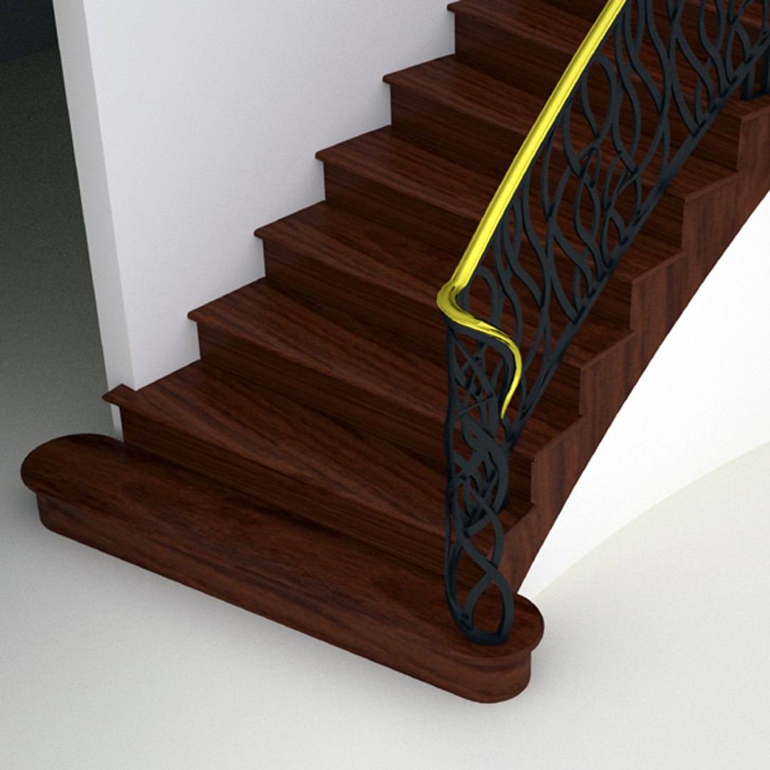 stairs wrought iron railing 3d dxf