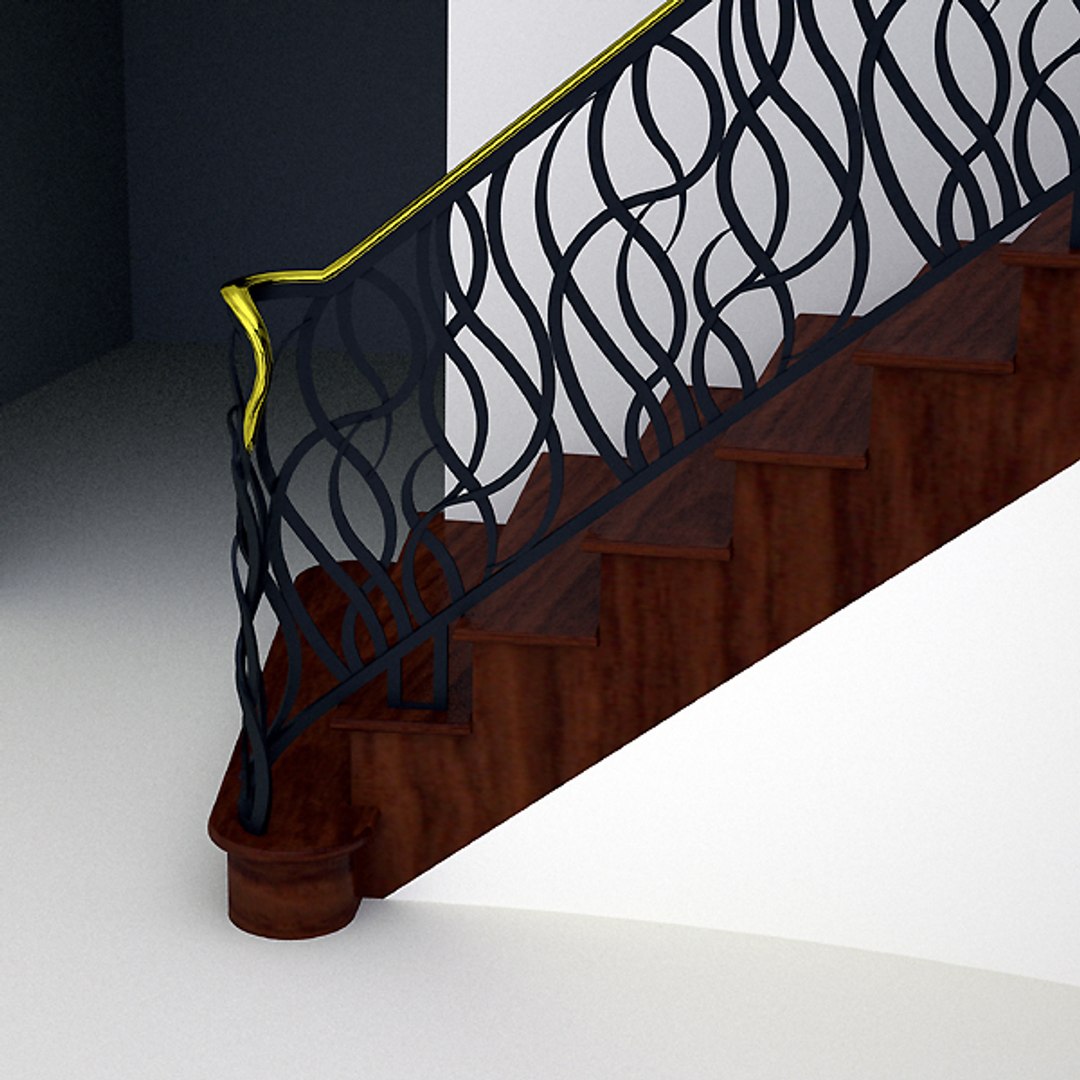 stairs wrought iron railing 3d dxf