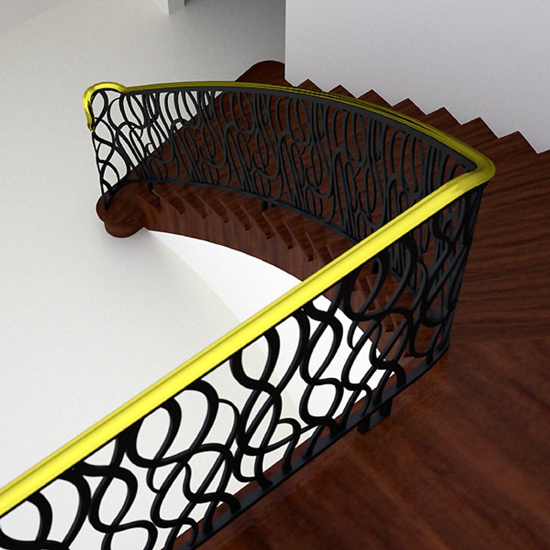 stairs wrought iron railing 3d dxf