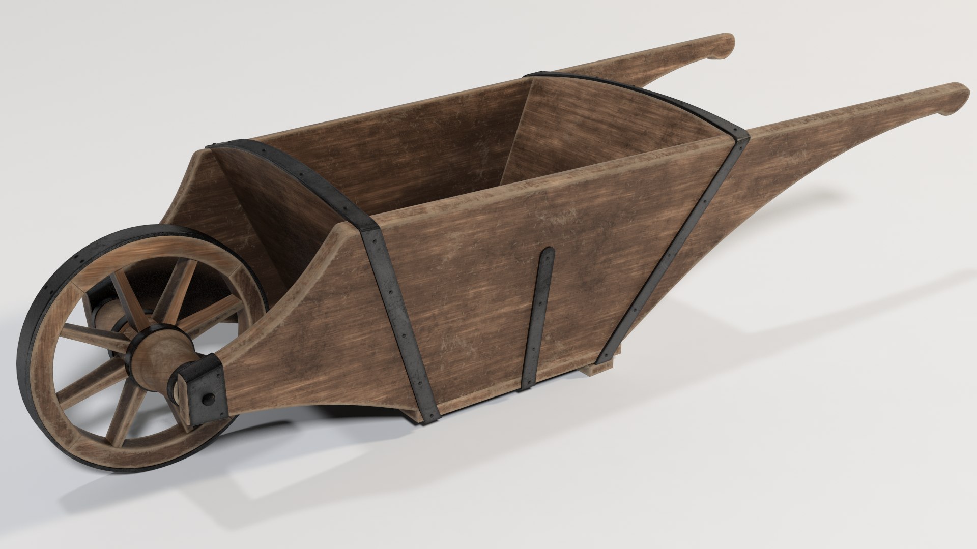 3D Old Wooden Wheelbarrow model - TurboSquid 1978676