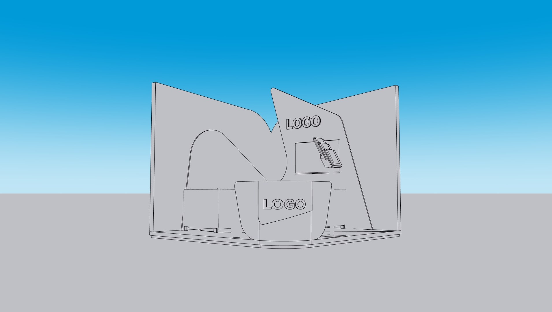 Modern Corner Booth Design 4x4 3D Model - TurboSquid 2539439