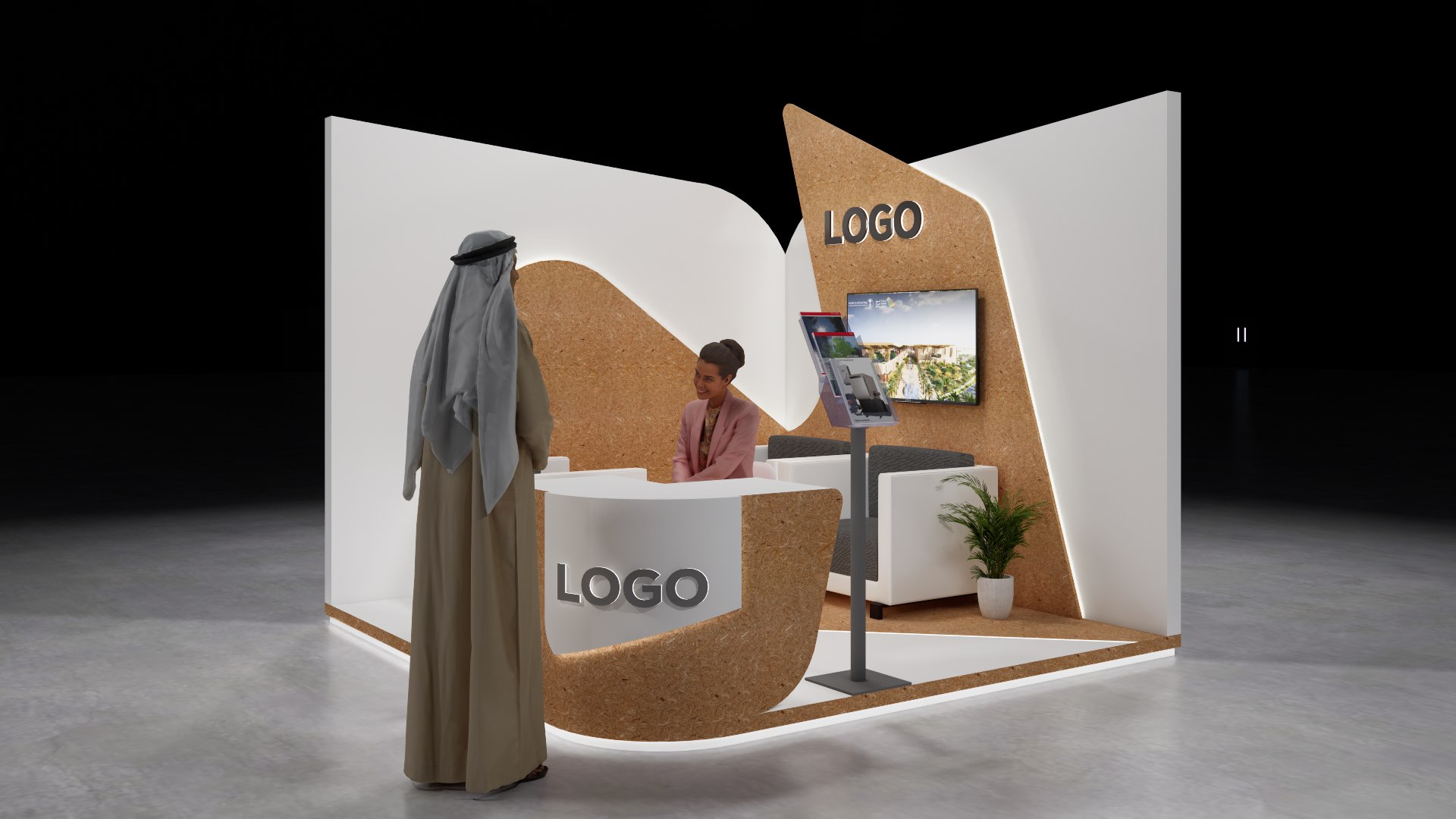 Modern Corner Booth Design 4x4 3D Model - TurboSquid 2539439