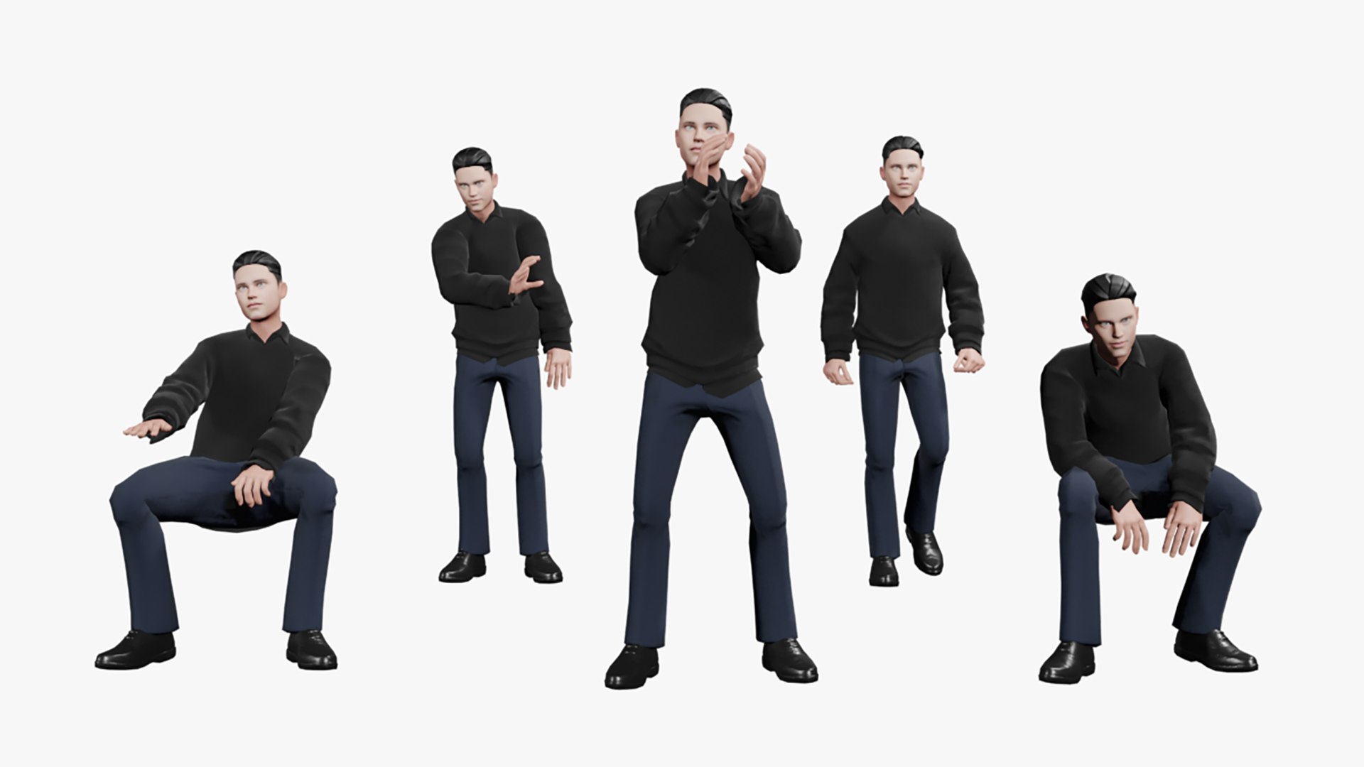 3D 3d Five Character Animation Pack Collection - TurboSquid 2223538