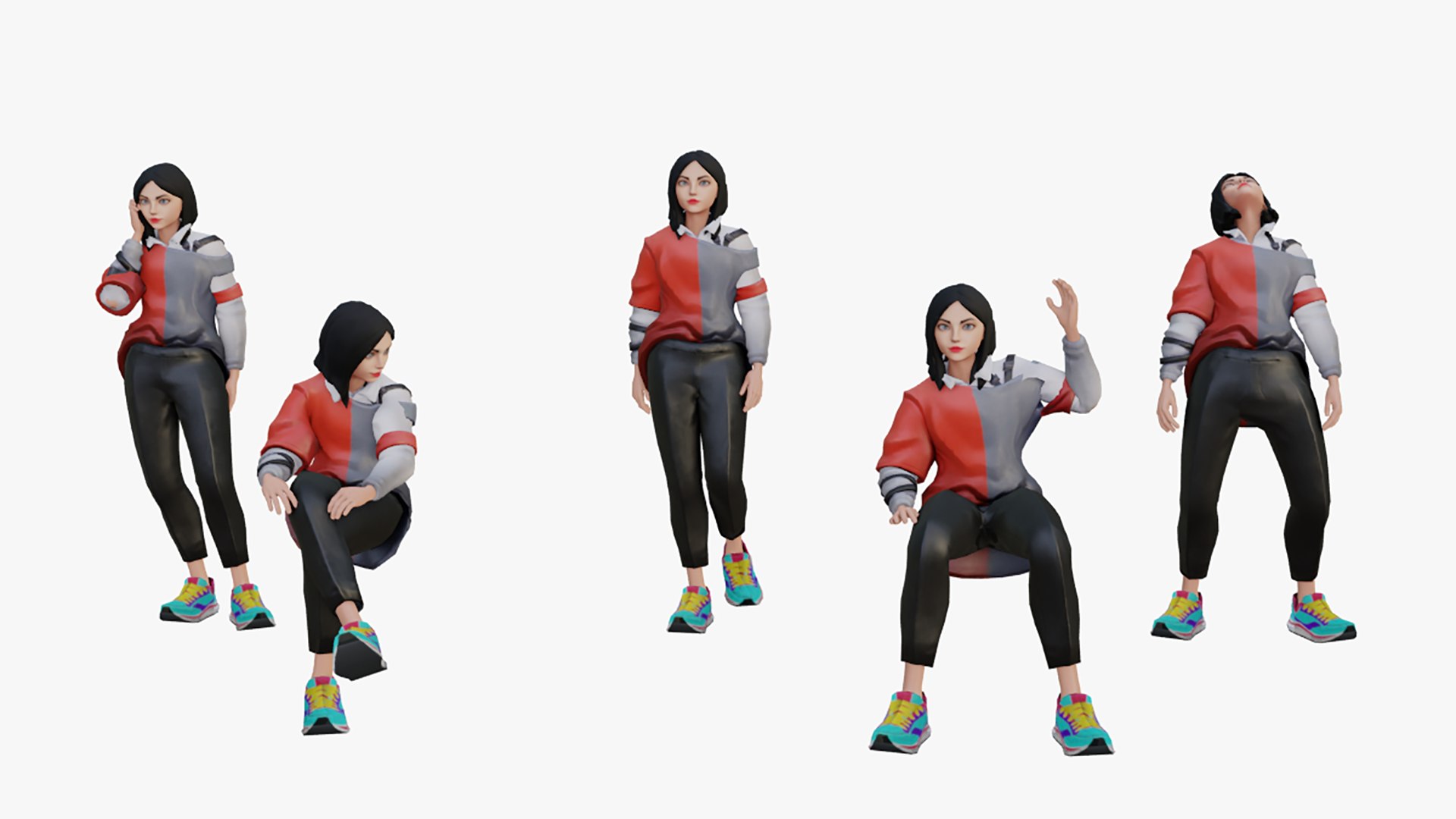 3D 3d Five Character Animation Pack Collection - TurboSquid 2223538