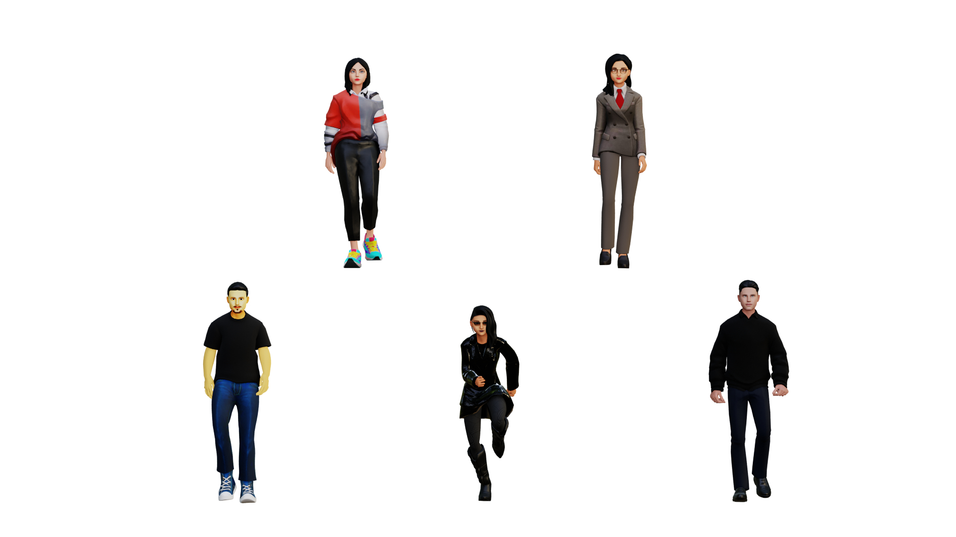 3D 3d Five Character Animation Pack Collection - TurboSquid 2223538