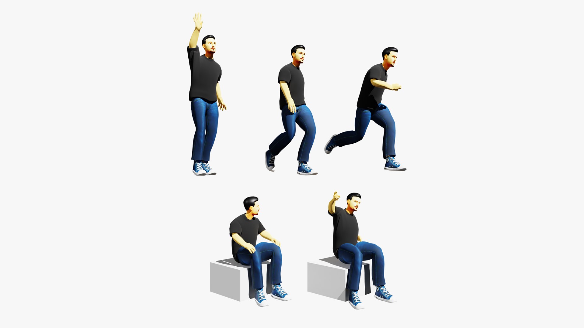 3D 3d Five Character Animation Pack Collection - TurboSquid 2223538