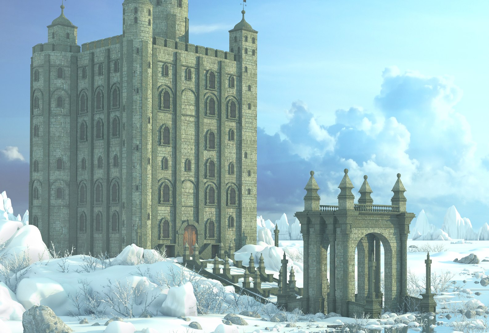 3D Fantasy Winter Lost Castle - TurboSquid 1833391