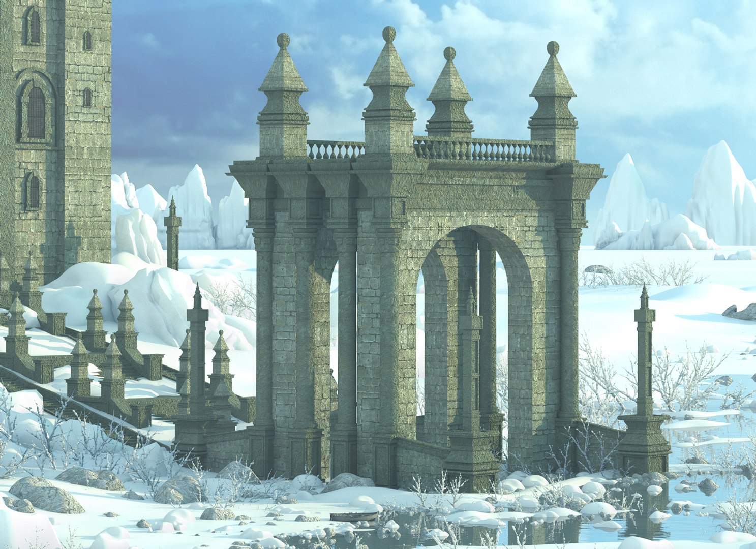 3D Fantasy Winter Lost Castle - TurboSquid 1833391