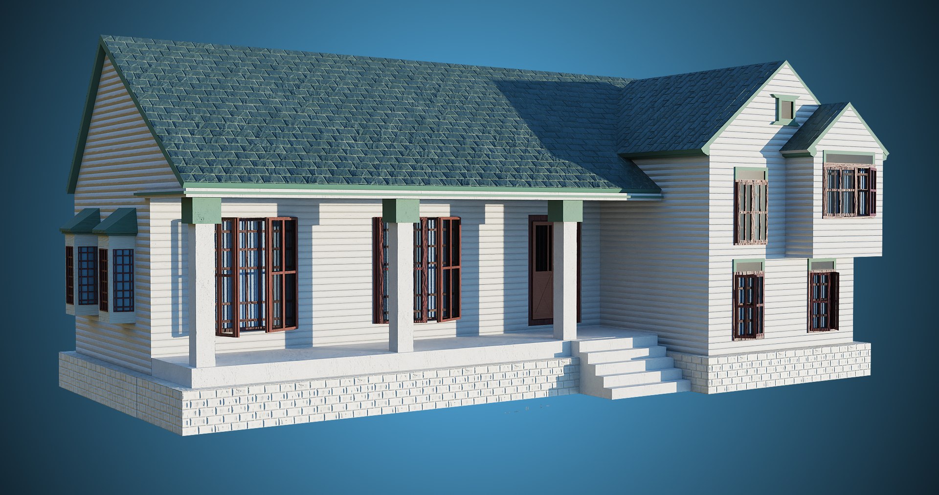 3D model Family House PBR Unity UE Arnold V-Ray Textures Included ...