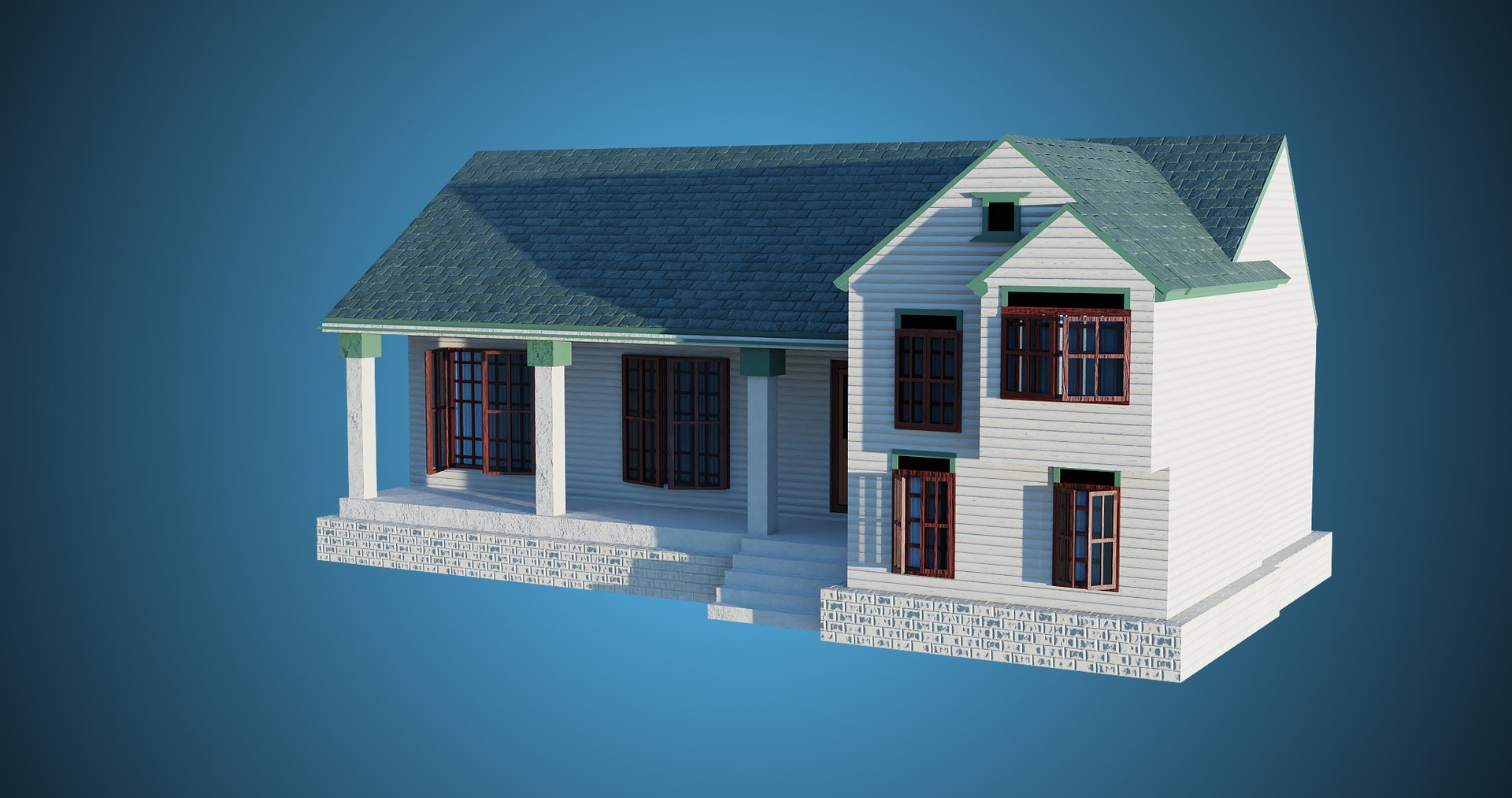 3D Model Family House PBR Unity UE Arnold V-Ray Textures Included ...