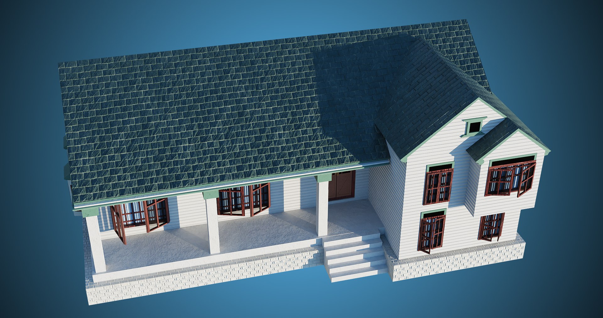 3D model Family House PBR Unity UE Arnold V-Ray Textures Included ...