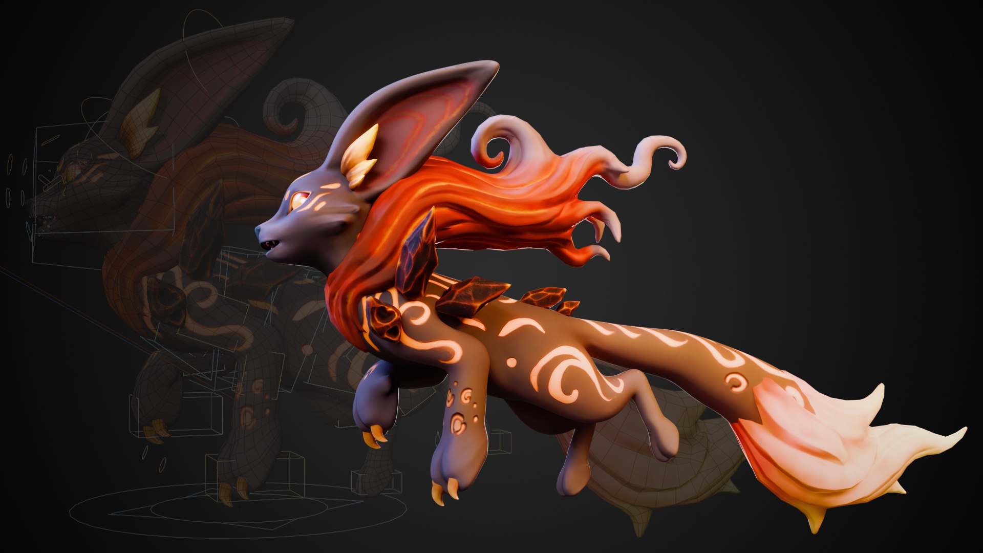 3D Fire Elemental Beast - Animated Rigged Stylized Creature ...