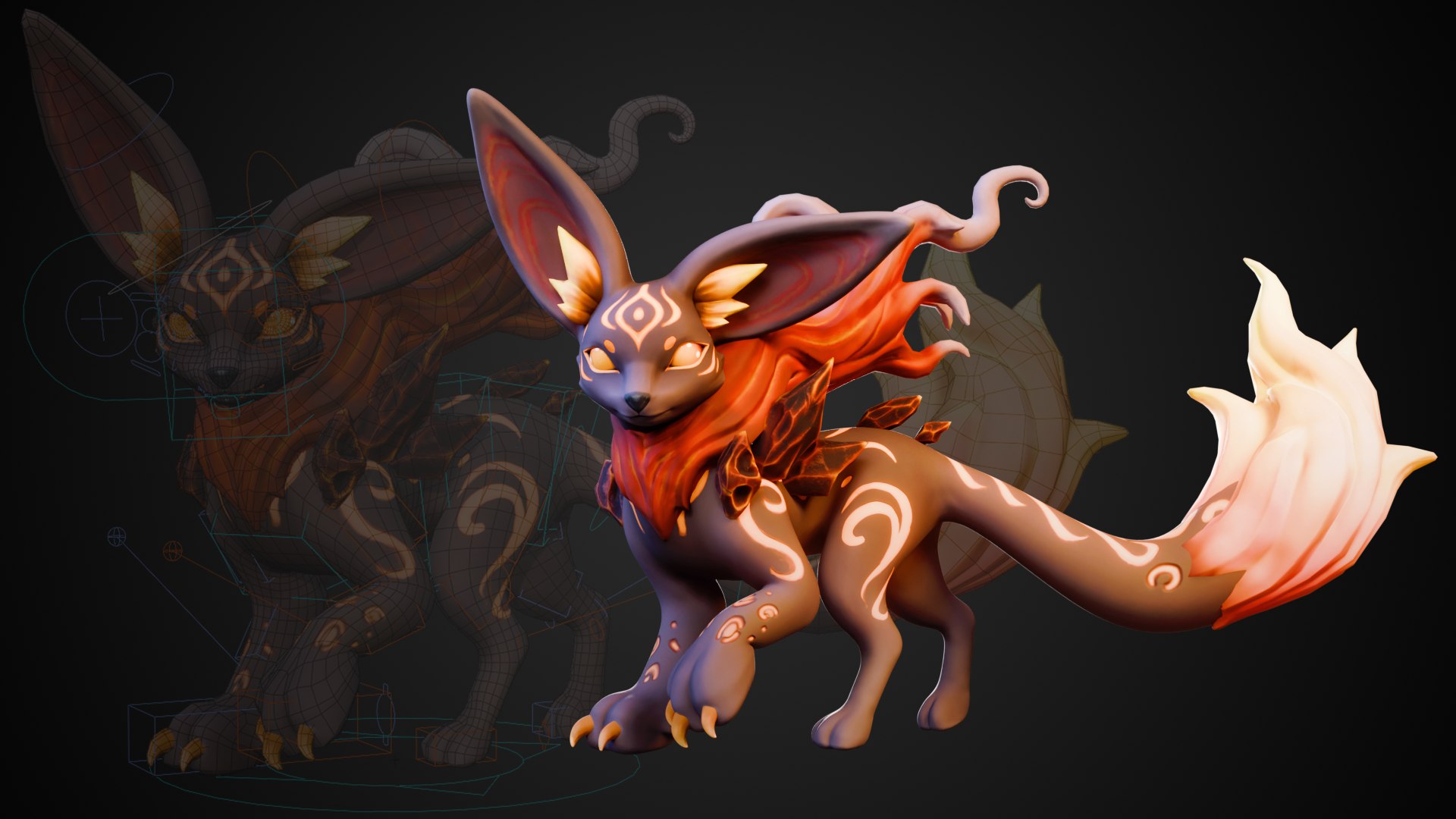 3D Fire Elemental Beast - Animated Rigged Stylized Creature ...