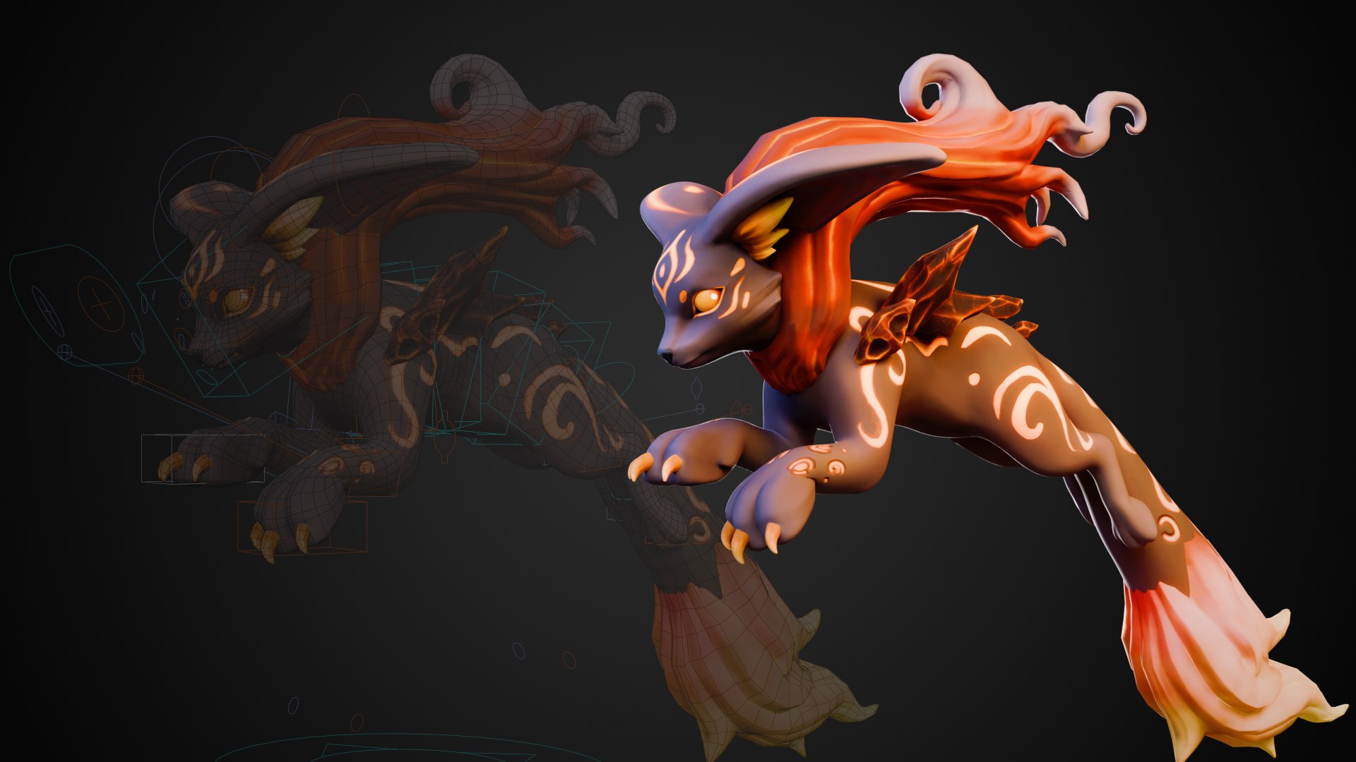 3D Fire Elemental Beast - Animated Rigged Stylized Creature ...