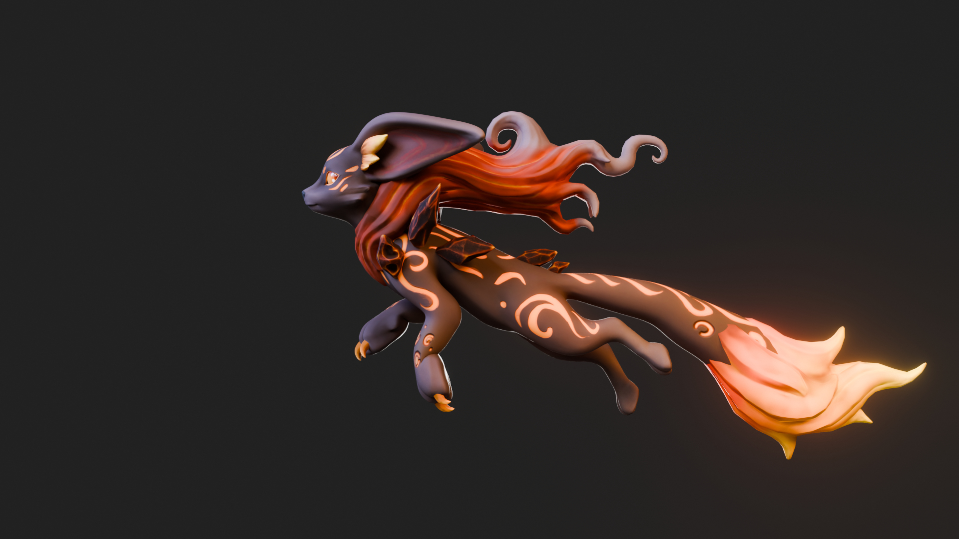 3D Fire Elemental Beast - Animated Rigged Stylized Creature ...