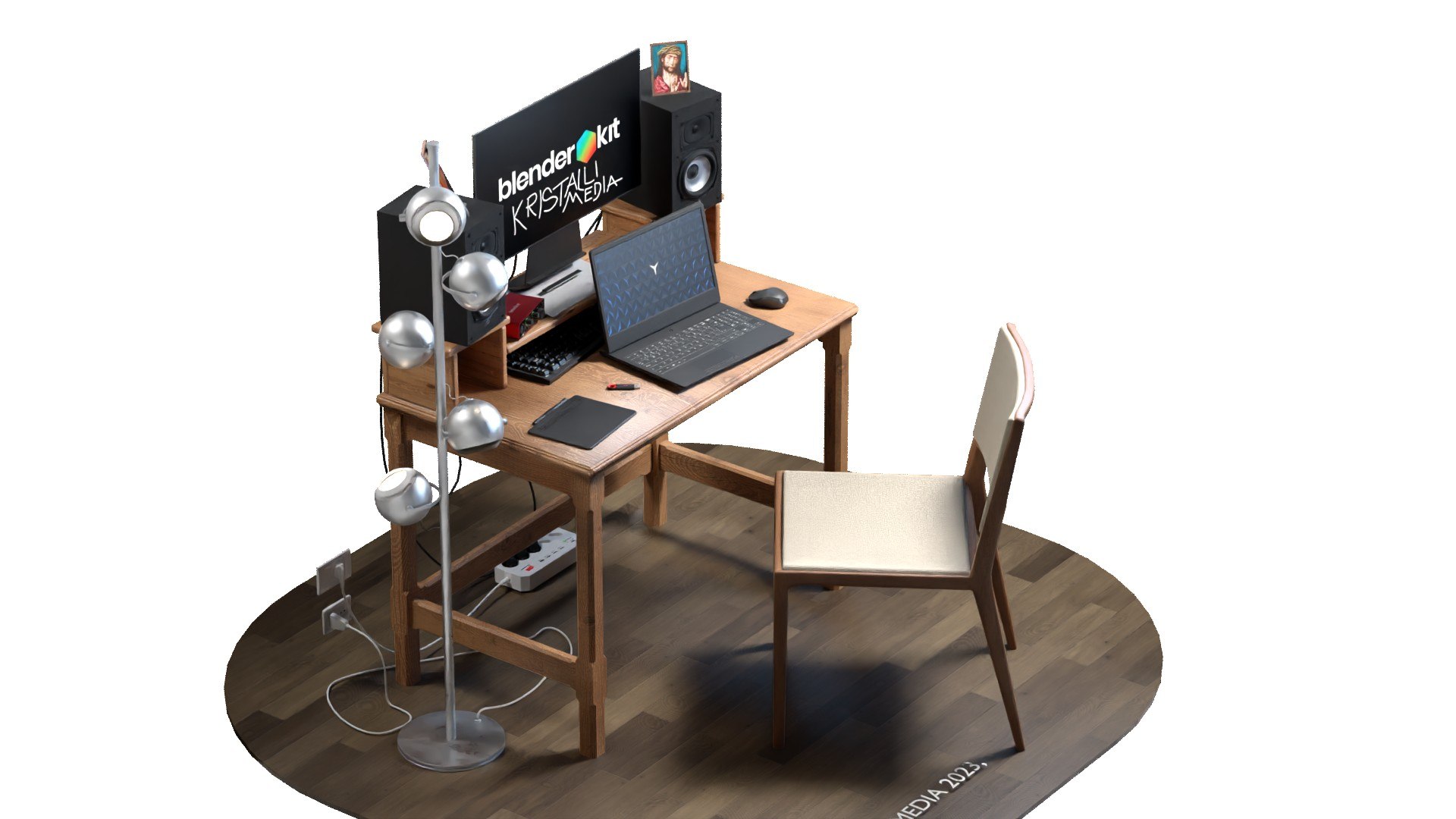 3D Wooden Desk Model - TurboSquid 2016185