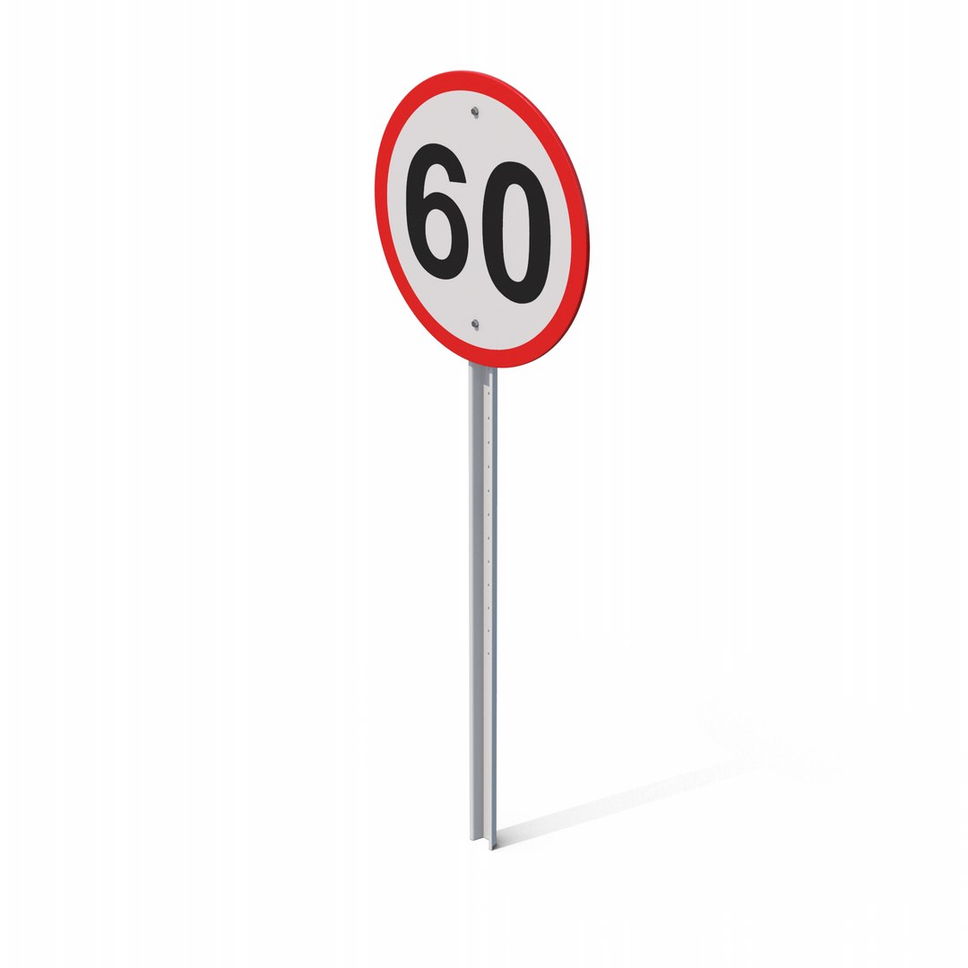 Road Sign Maximum Speed 60 3D Model - TurboSquid 2041708
