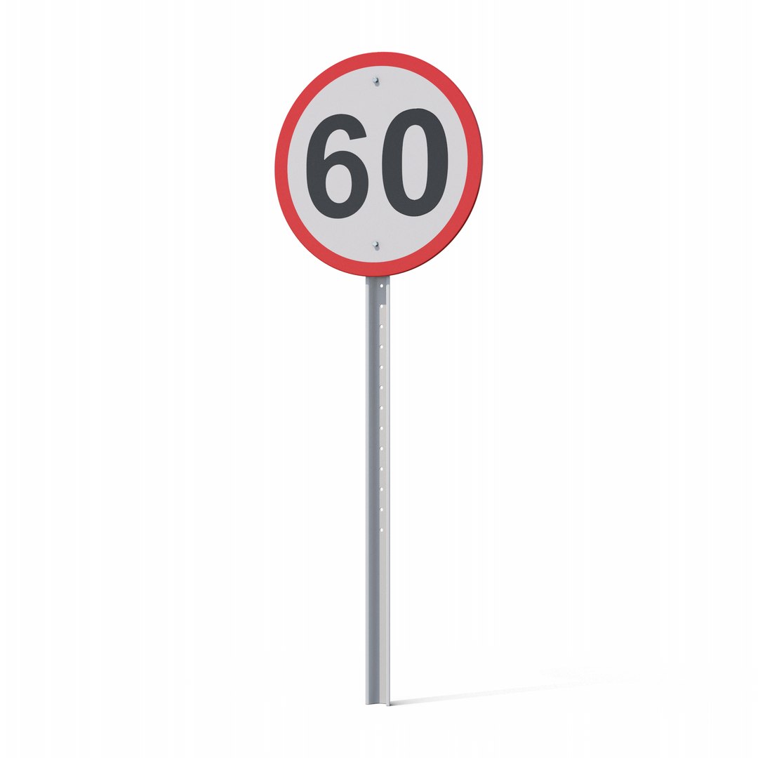 Road Sign Maximum Speed 60 3D Model - TurboSquid 2041708