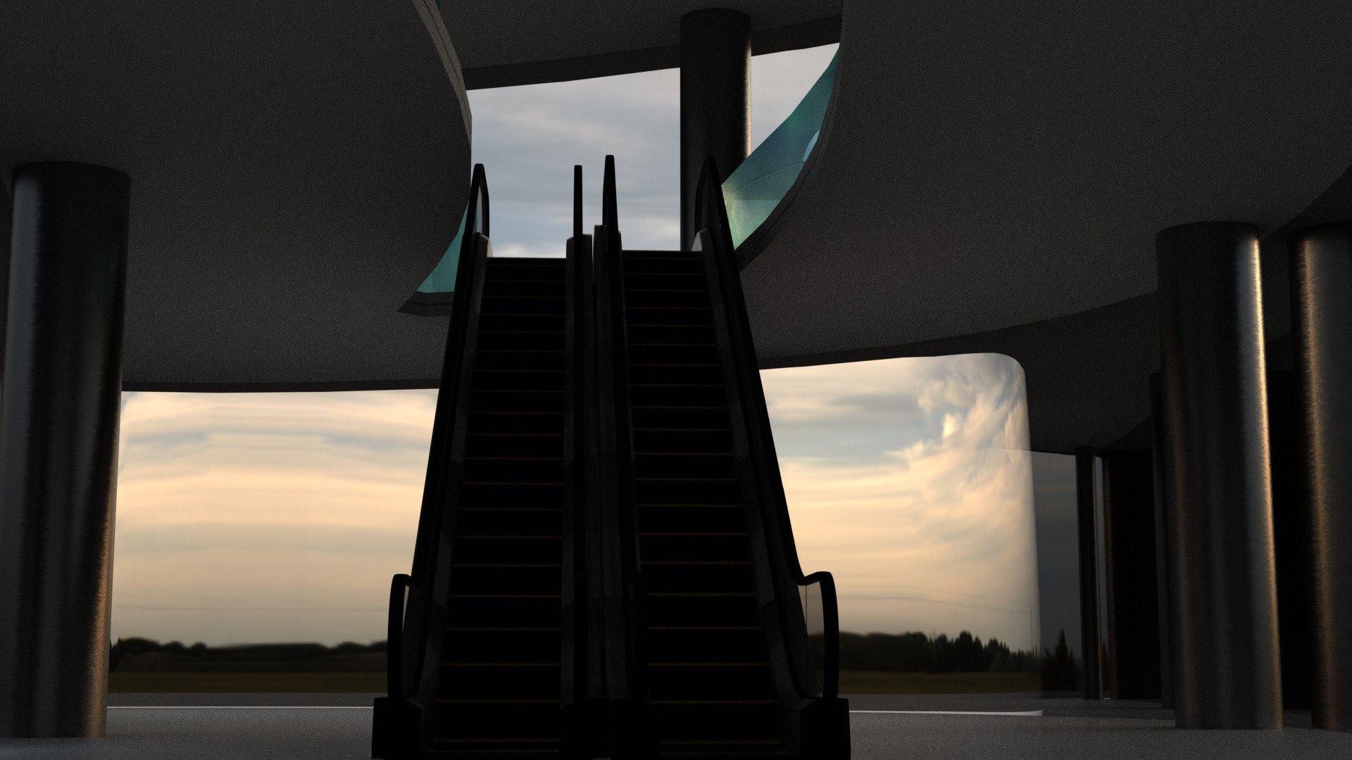 3D Futuristic Shopping Center S Shaped Model - TurboSquid 2141908