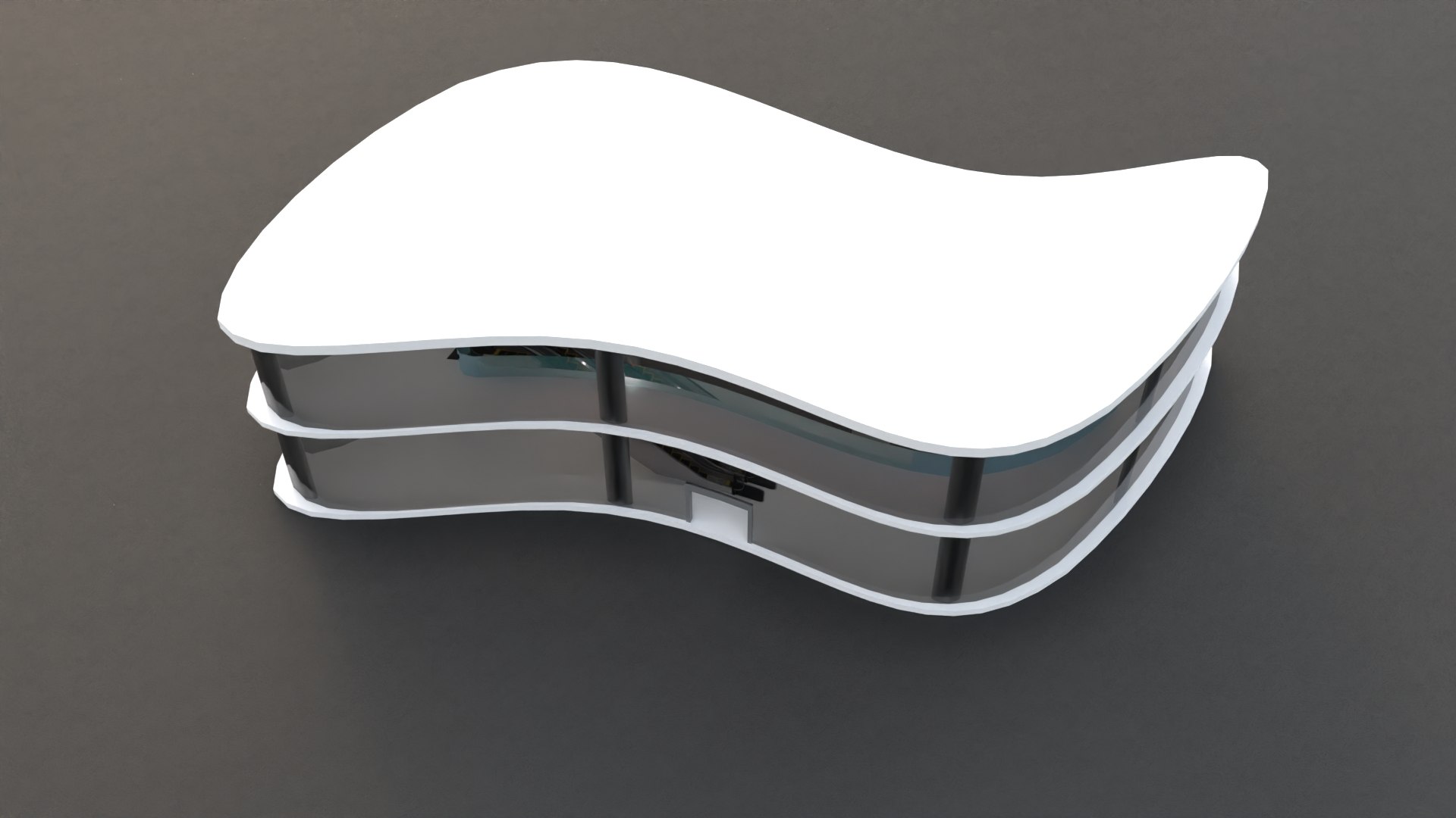 3D Futuristic Shopping Center S Shaped Model - TurboSquid 2141908