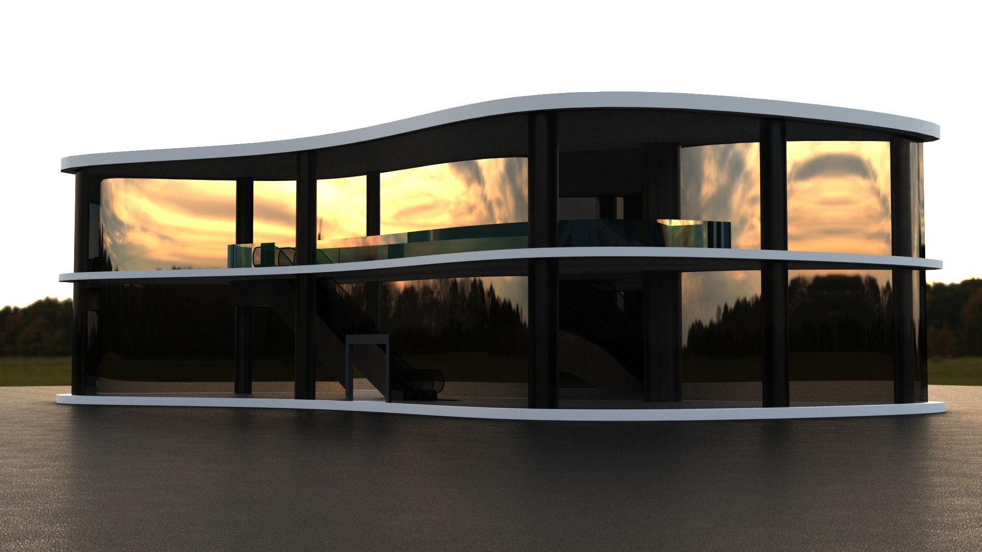 3D Futuristic Shopping Center S Shaped Model - TurboSquid 2141908