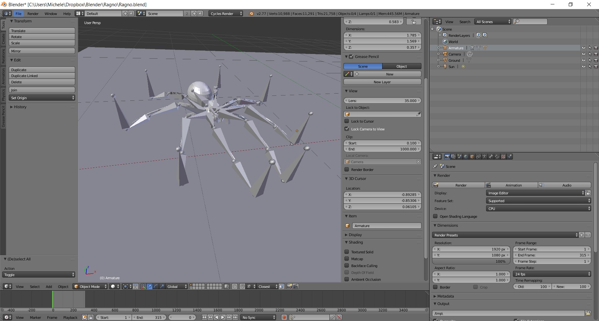 3d Model Spider Rigged Legs