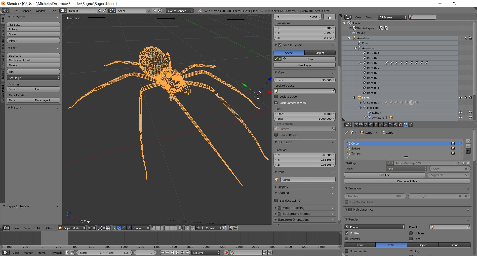 3d Model Spider Rigged Legs