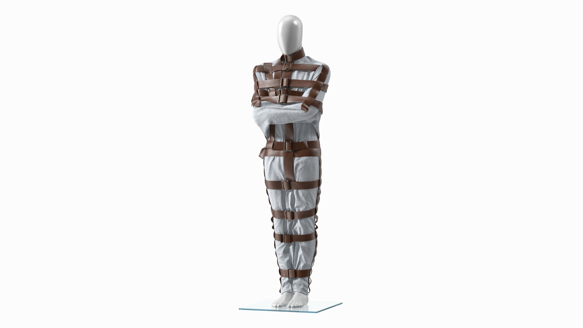 Straitjacket On Mannequin With Leather Belts 3D Model - TurboSquid 2291264