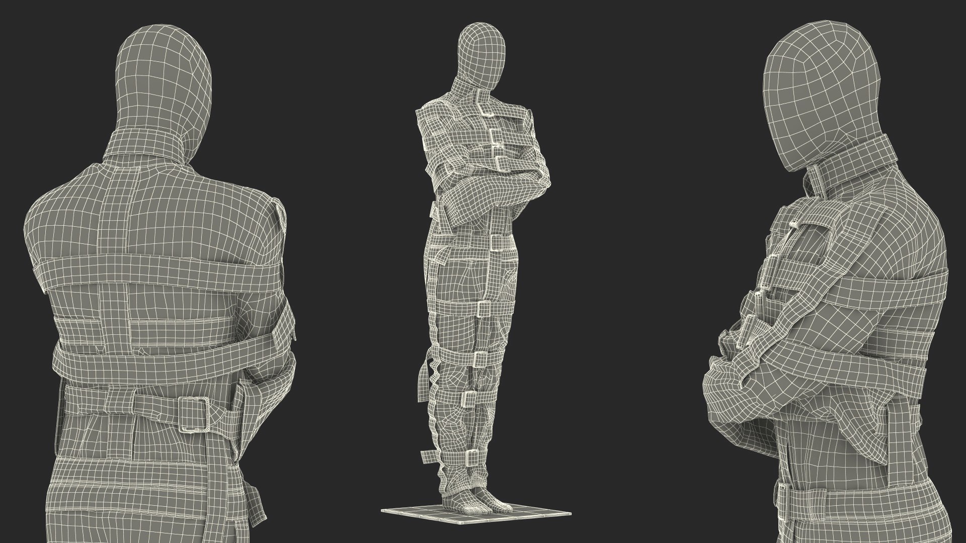 Straitjacket On Mannequin With Leather Belts 3D Model - TurboSquid 2291264