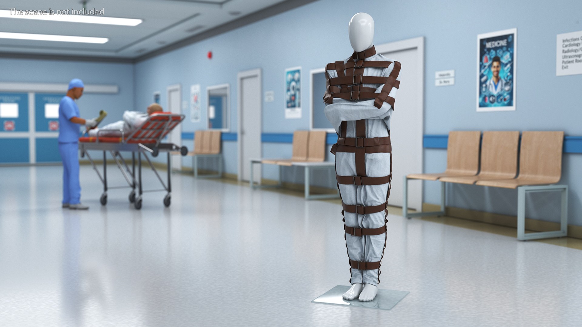 Straitjacket On Mannequin With Leather Belts 3D Model - TurboSquid 2291264