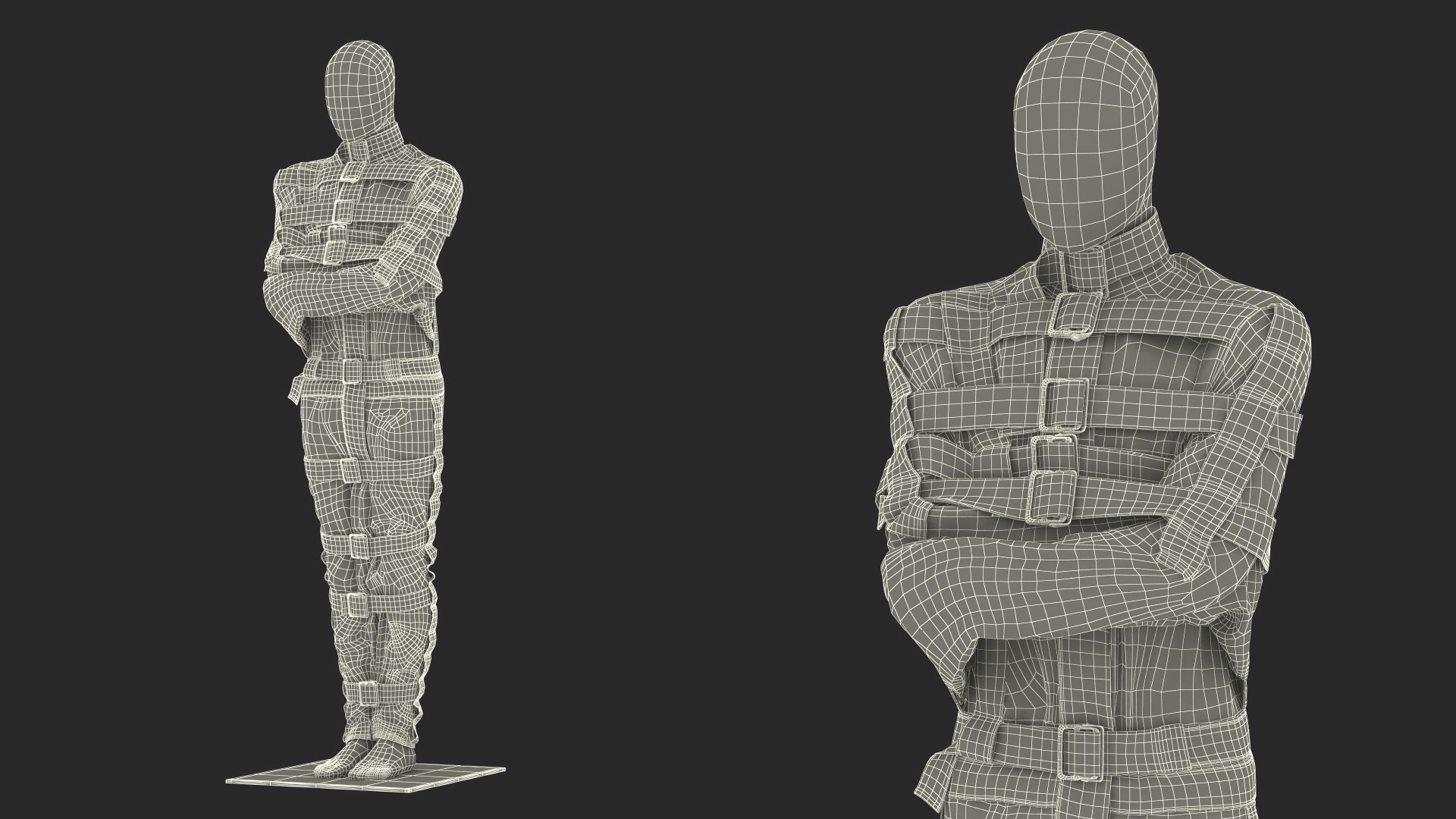 Straitjacket On Mannequin With Leather Belts 3D Model - TurboSquid 2291264