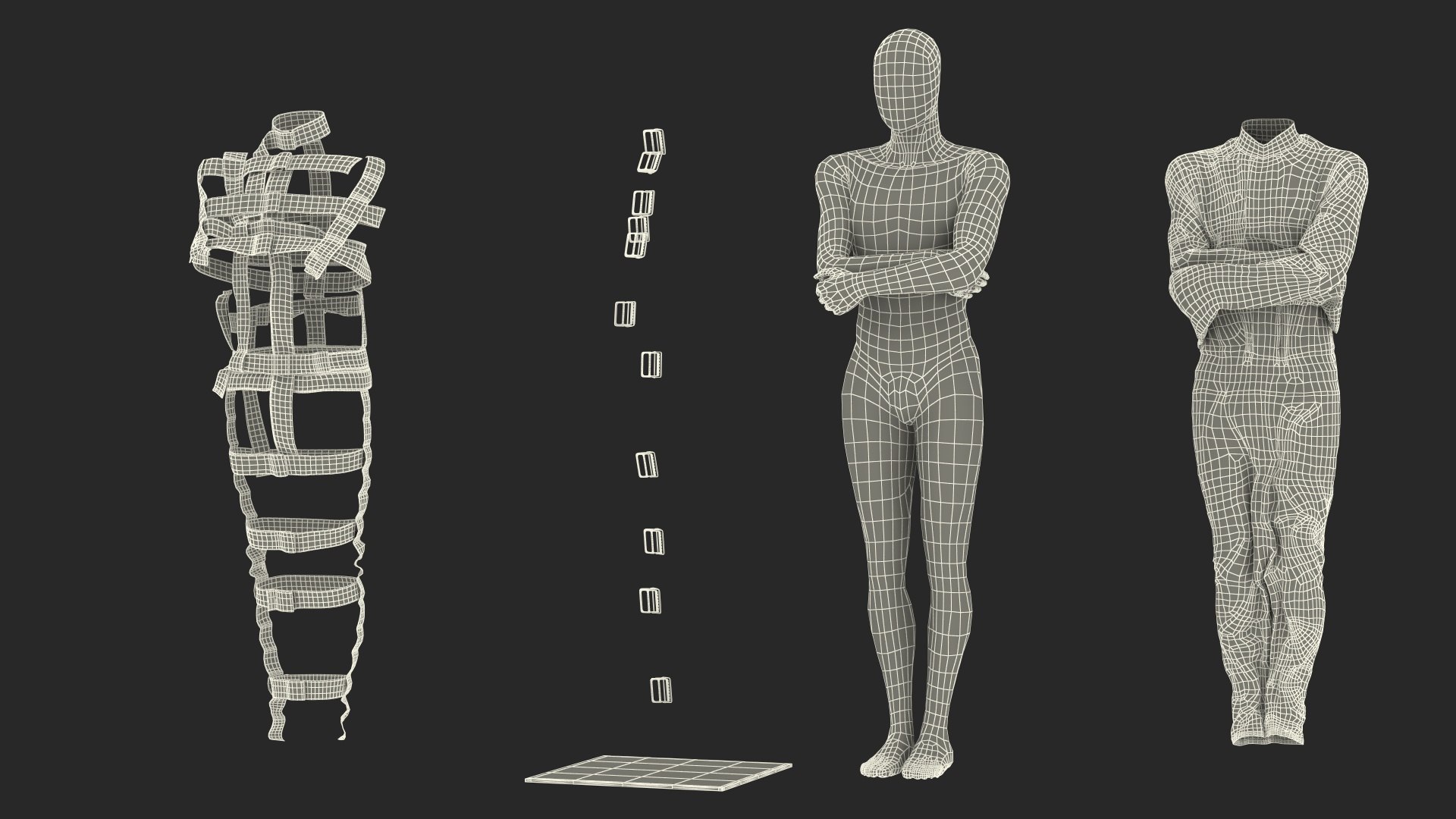 Straitjacket On Mannequin With Leather Belts 3D Model - TurboSquid 2291264