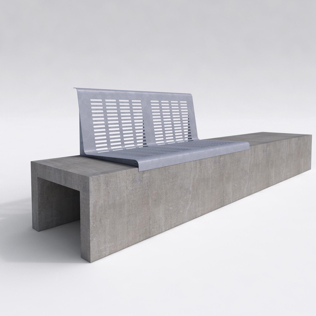 Concrete Park Bench Outdoor 3d Model