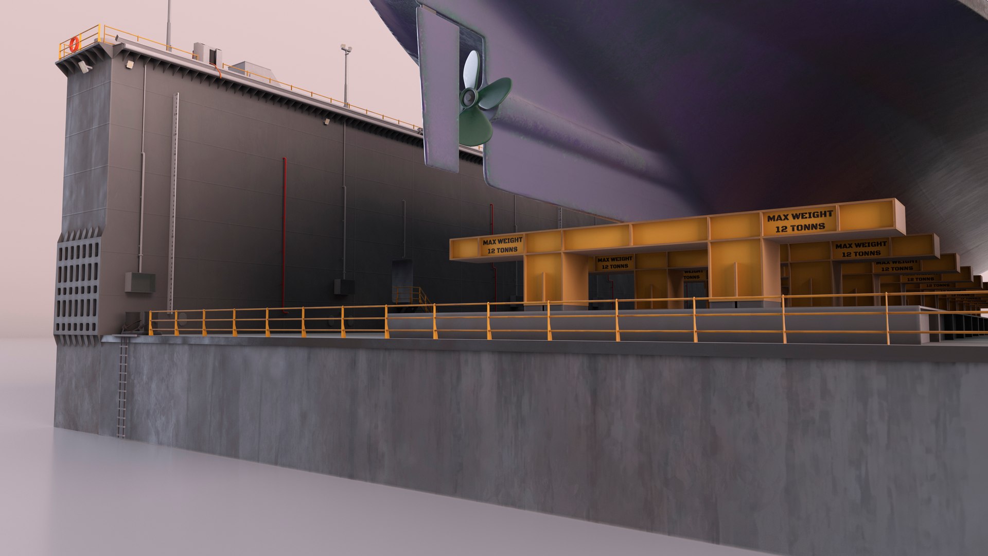 Large Ship in Floating Drydock 3D model - TurboSquid 2130186