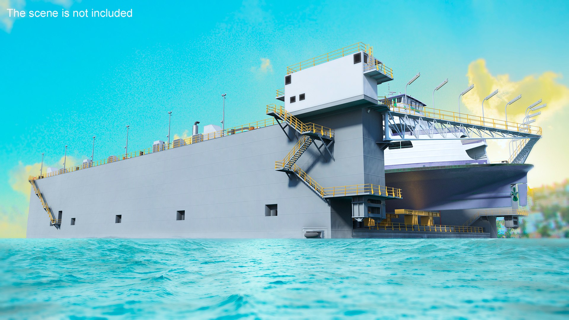 Large Ship in Floating Drydock 3D model - TurboSquid 2130186
