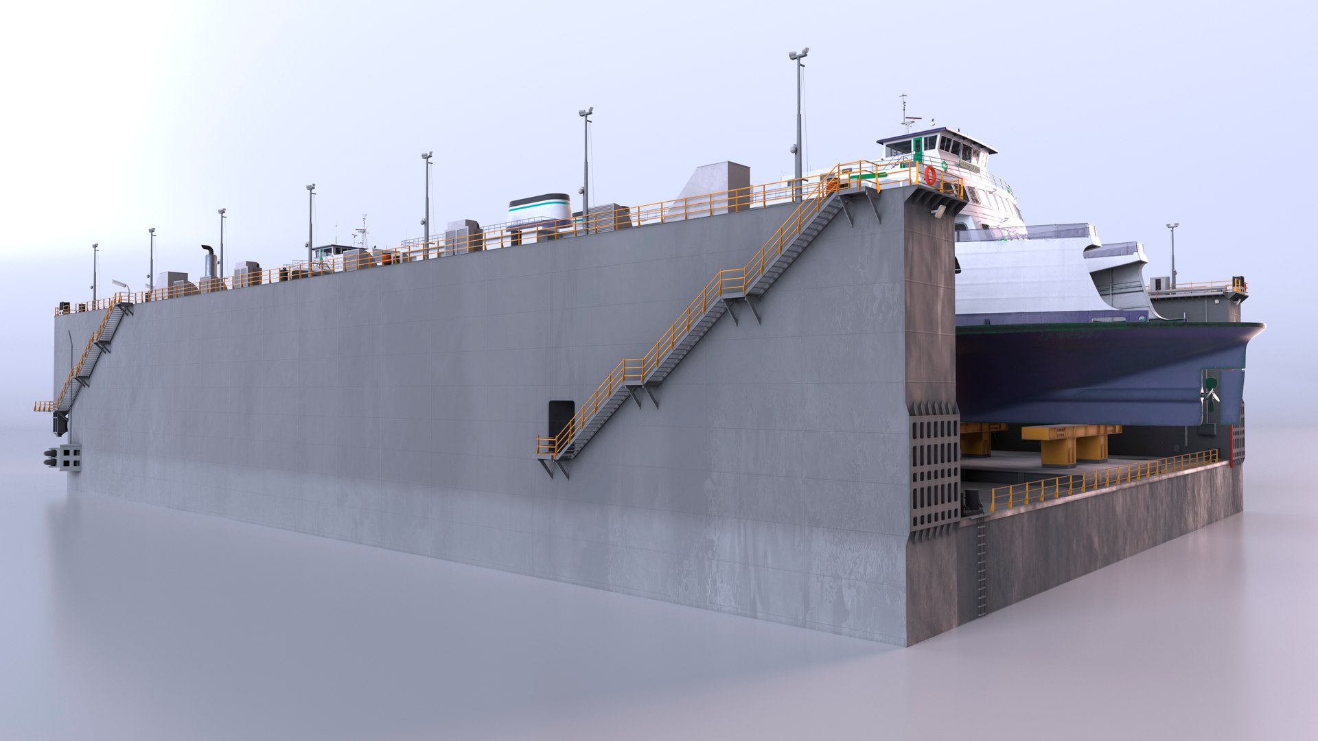 Large Ship in Floating Drydock 3D model - TurboSquid 2130186