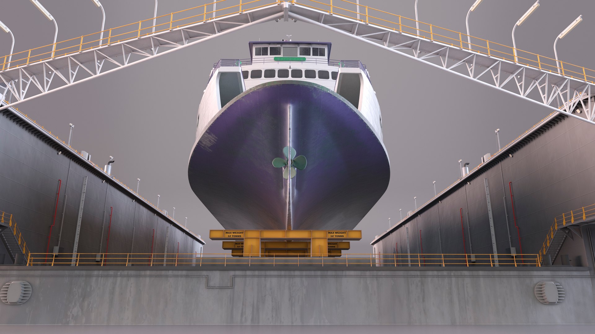Large Ship in Floating Drydock 3D model - TurboSquid 2130186