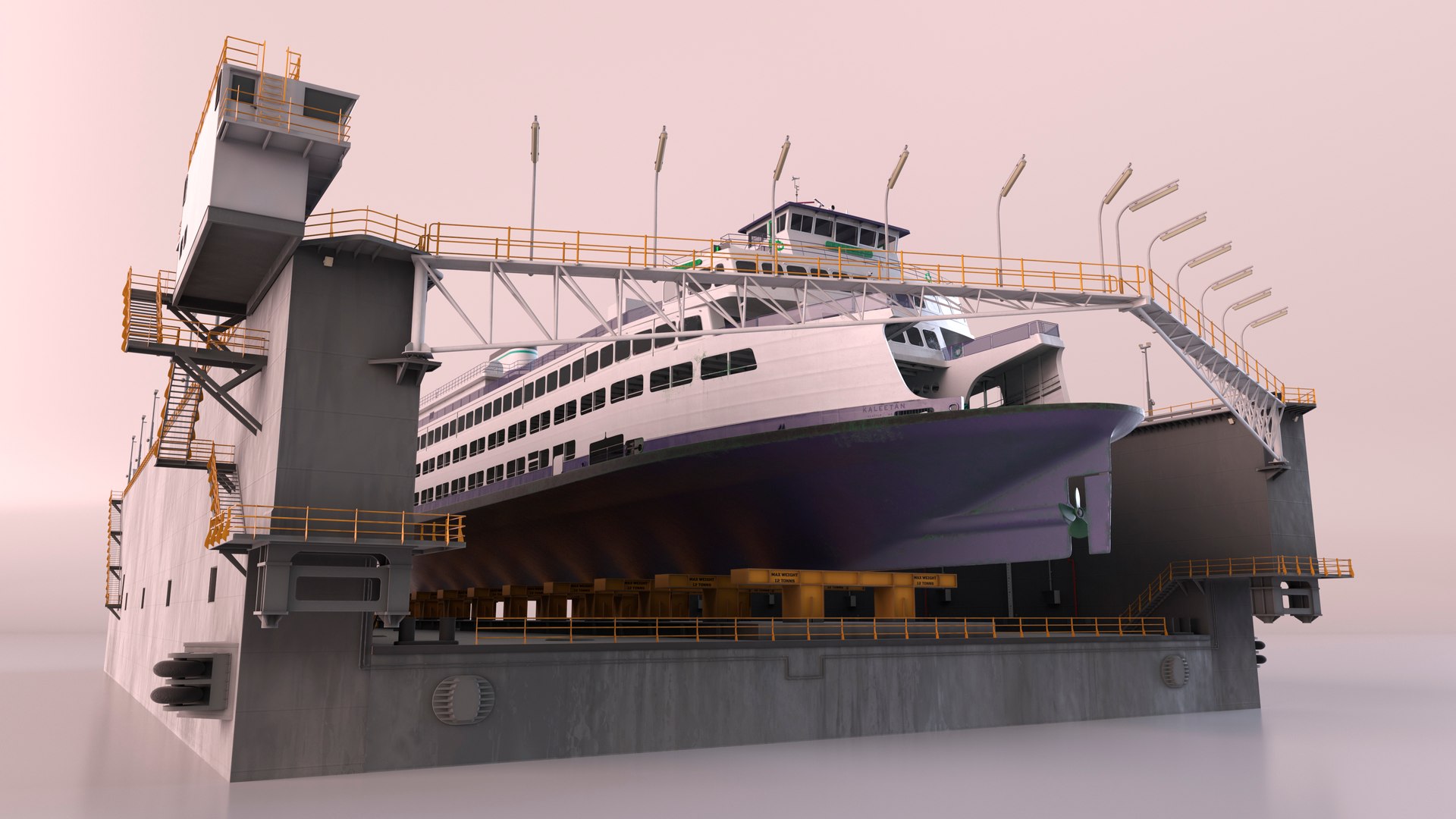 Large Ship in Floating Drydock 3D model - TurboSquid 2130186