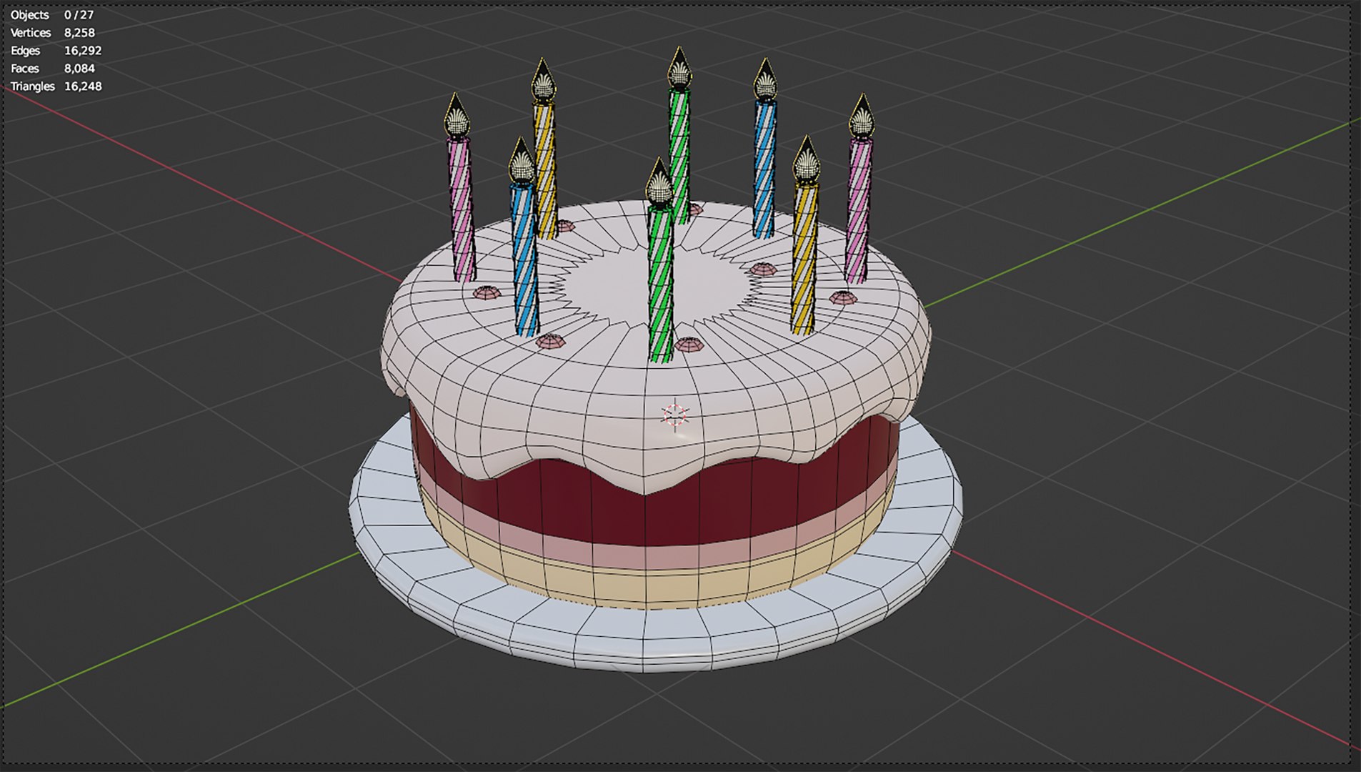 3D Model 3d Birthday Cake With Candles - TurboSquid 2044241