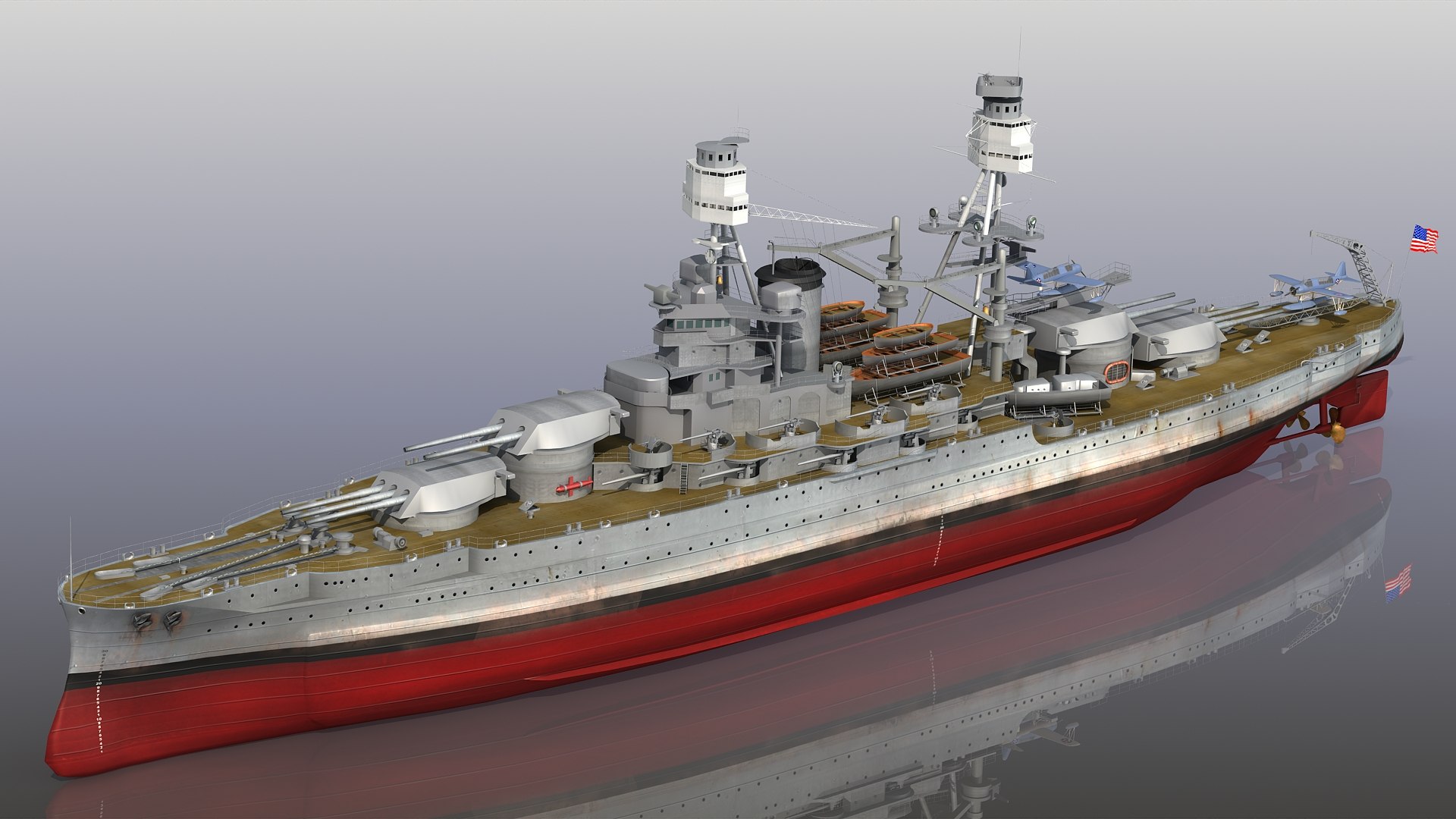 3D model USS Oklahoma BB-37 Nevada class battleship - TurboSquid 2086973