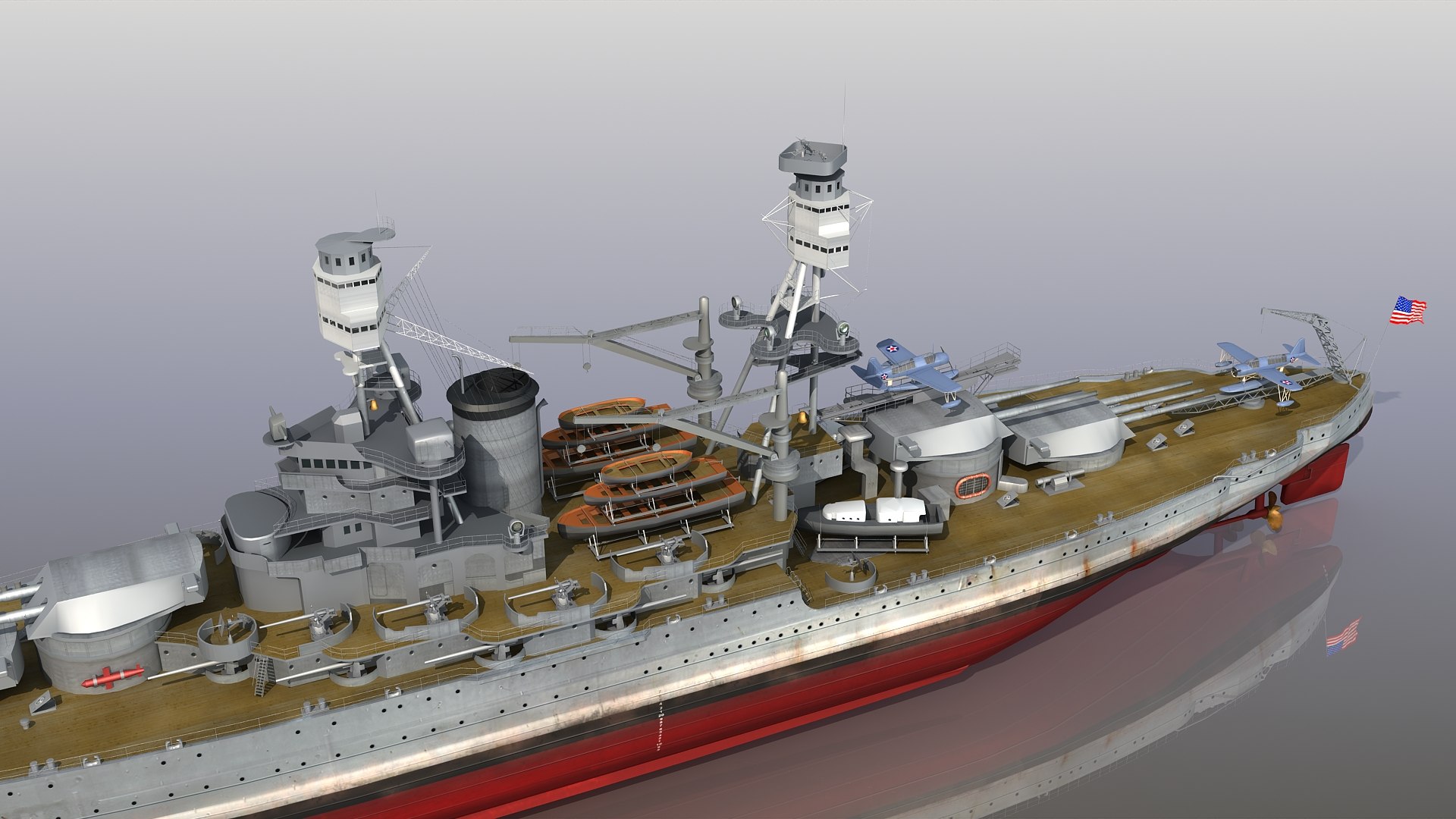 3D model USS Oklahoma BB-37 Nevada class battleship - TurboSquid 2086973