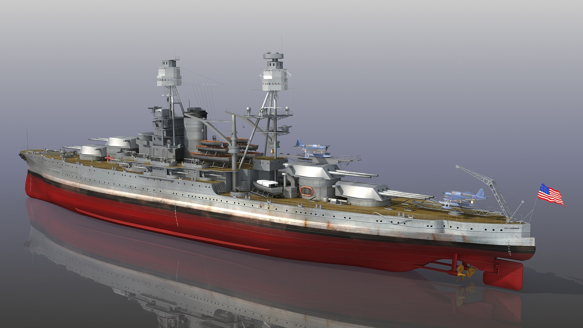 3D model USS Oklahoma BB-37 Nevada class battleship - TurboSquid 2086973