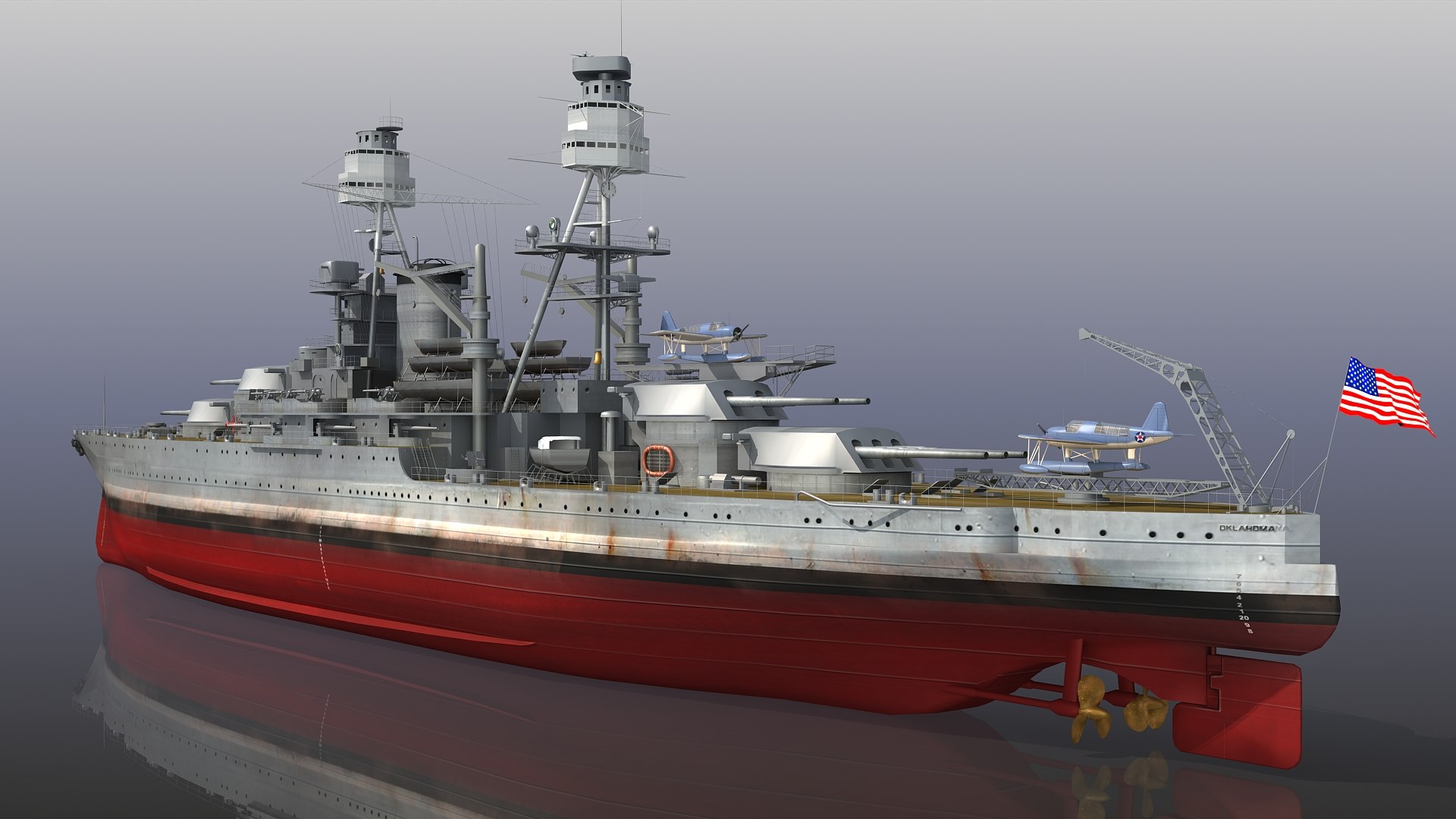 3D model USS Oklahoma BB-37 Nevada class battleship - TurboSquid 2086973