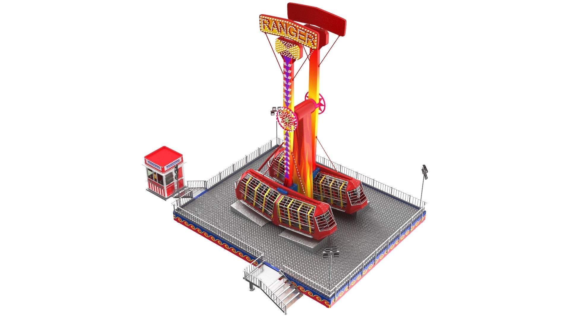 3D Model Ranger Ride Amusement Carousel - TurboSquid 1973594