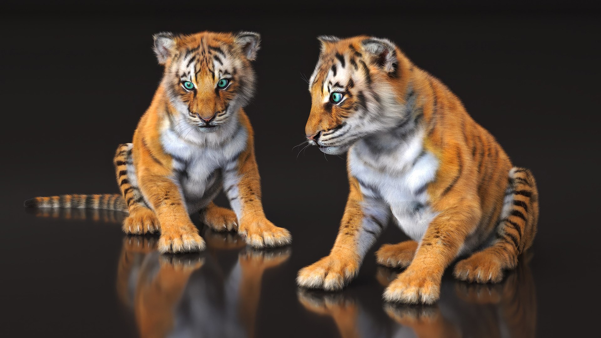 3D Tiger Cub Fur Rigged Model - TurboSquid 2342426