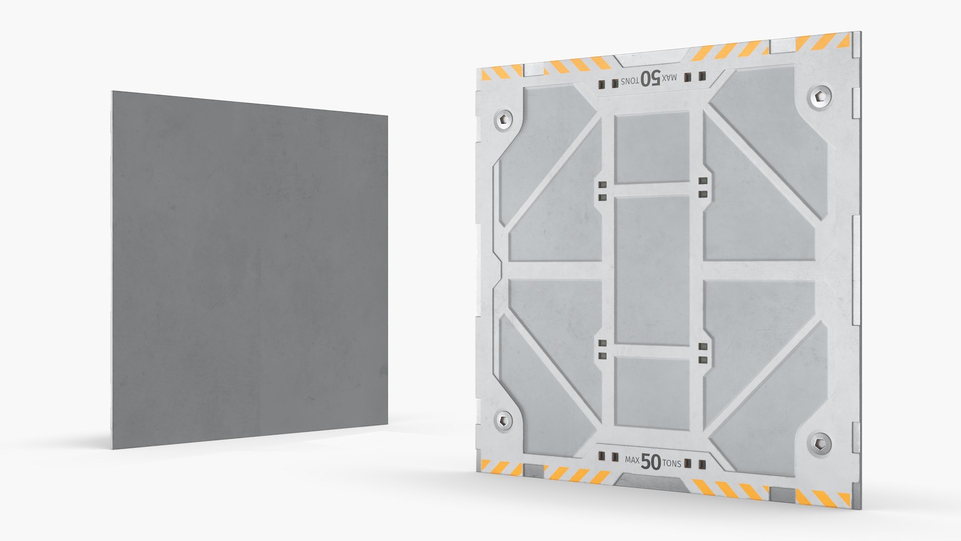 3D Reinforced Hatch Plate 50 Tons White Model - TurboSquid 2446738