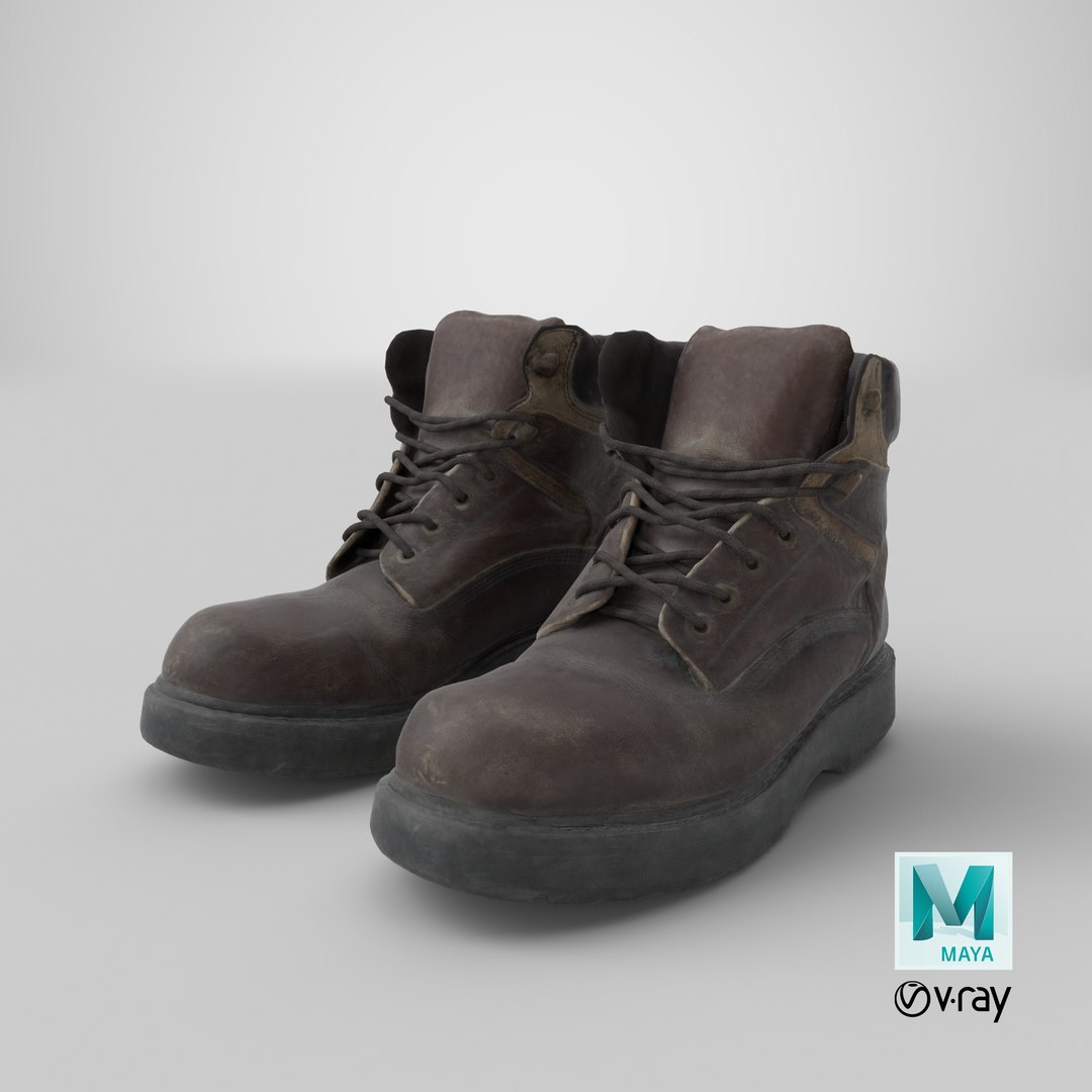 3D Old Leather Boots - TurboSquid 2039334